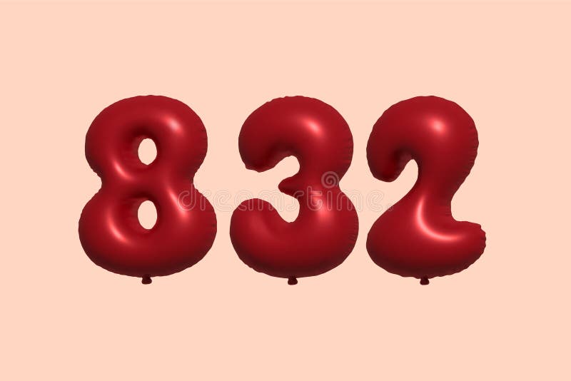 Red Helium Balloon 3D Number 832 Stock Vector - Illustration of offer ...