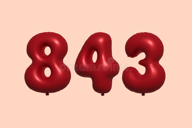 Red Helium Balloon 3D Number 843 Stock Vector - Illustration of decor ...