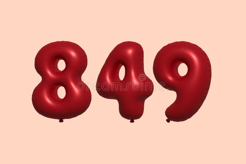 Red Helium Balloon 3D Number 849 Stock Vector - Illustration of vector ...