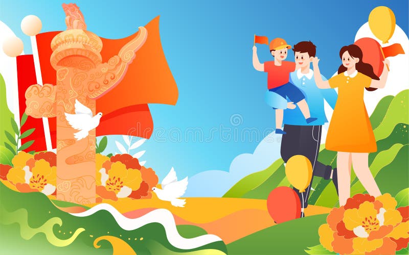 Family Travel To Celebrate Birthday for the Motherland with Buildings ...