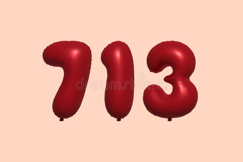 Red Helium Balloon 3D Number 713 Stock Vector - Illustration of event ...