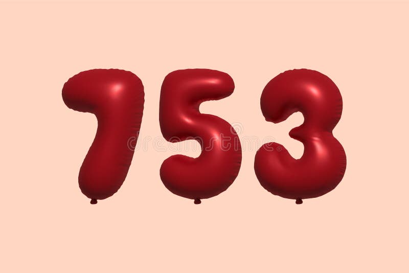 Red Helium Balloon 3D Number 753 Stock Vector - Illustration of ...