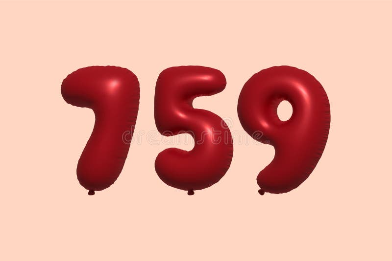 Red Helium Balloon 3D Number 759 Stock Vector - Illustration of coupon ...