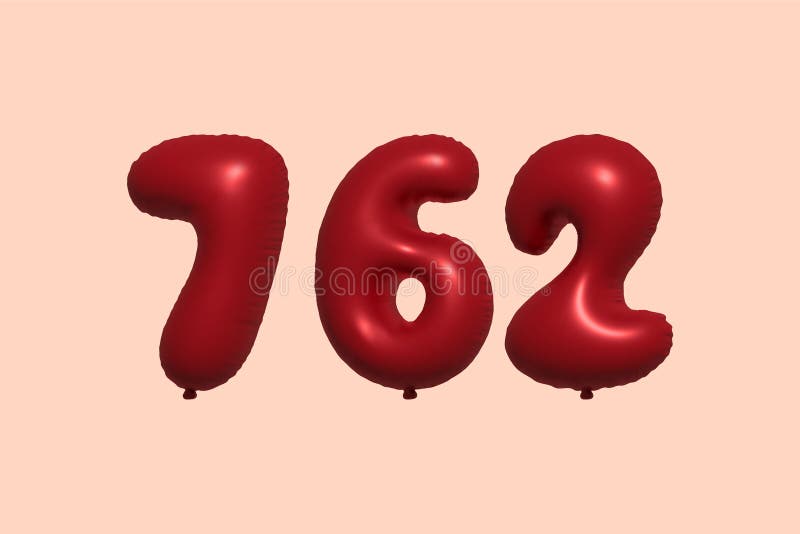 Red Helium Balloon 3D Number 762 Stock Vector - Illustration of ...