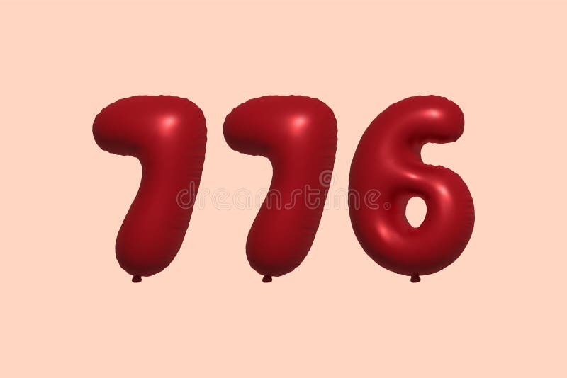 Red Helium Balloon 3D Number 776 Stock Vector - Illustration of gift ...