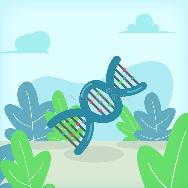DNA Symbol Flat Illustration Design Concept Stock Vector - Illustration ...