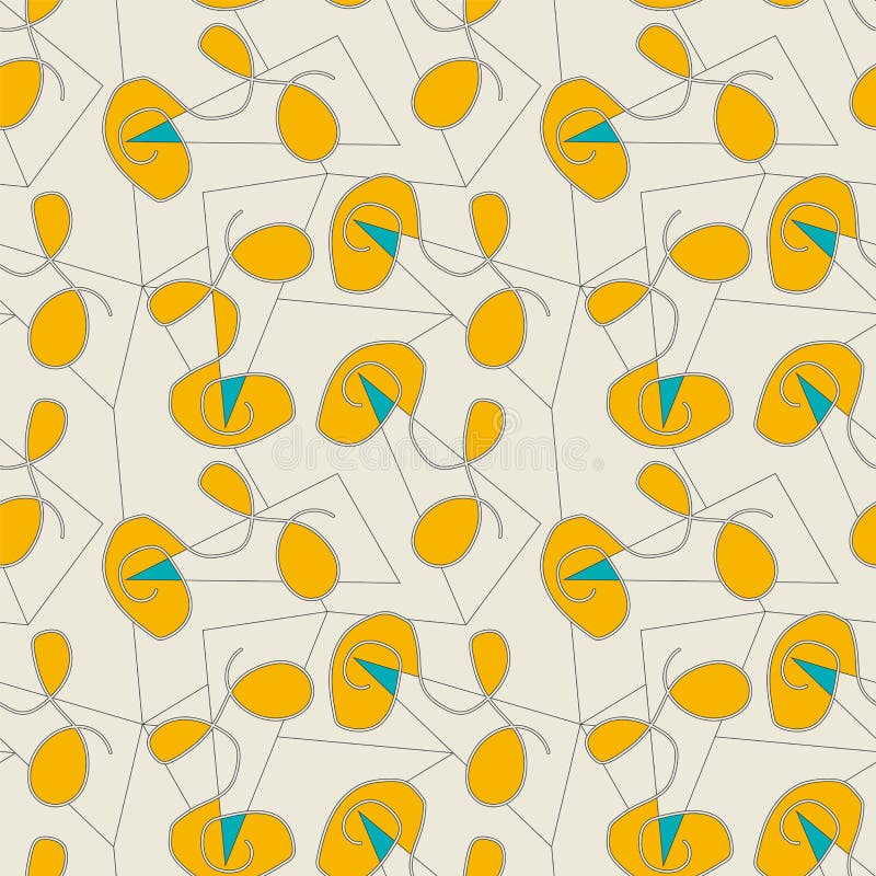 Seamless Cute Pattern with Curved Triangle Elements and Wave Lines ...