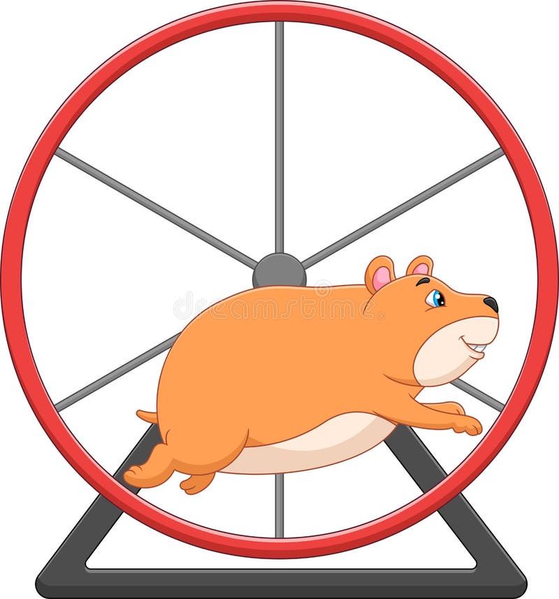 Cartoon Cute Hamster Running in Rolling Wheel Stock Vector ...