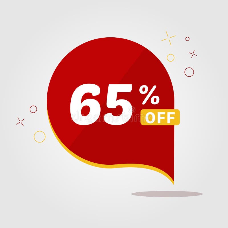 Red Sticker with 65 Off. Discount Offer Price Tag. Isolated Vector ...