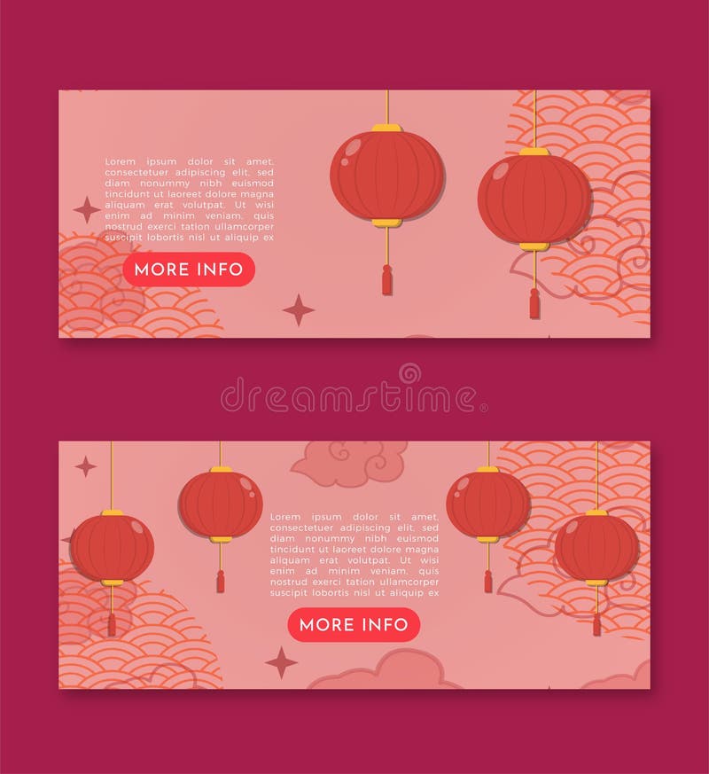 Elegant Oriental Chinese Style Banner Set Design Template Stock Vector ...