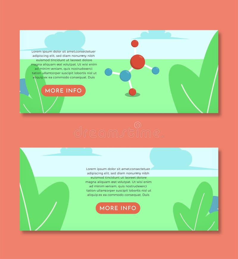 Chemical Particle Symbol Flat Illustration Banner Set Design Template ...
