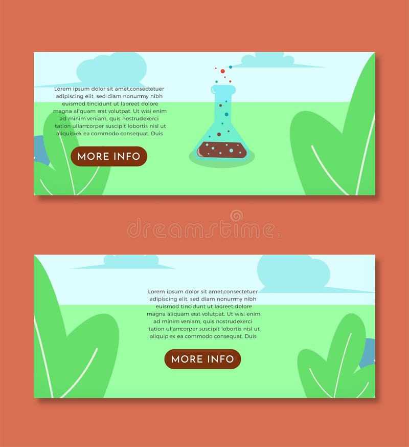 Chemical Tube Test Tube Flat Illustration Banner Set Design Template ...