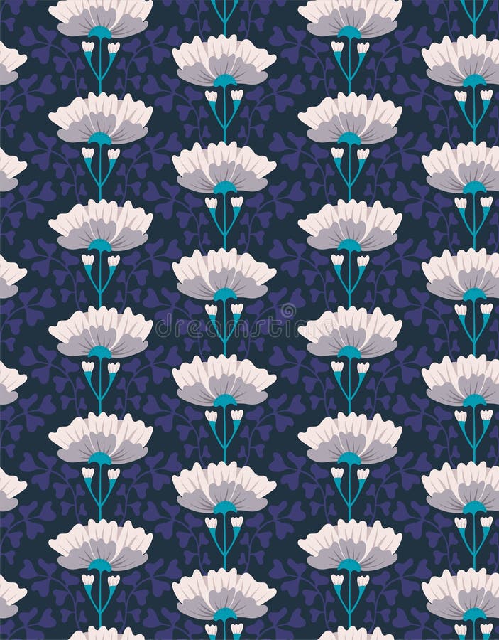 Vector Blossom Flower Pattern with Petals and Leaves for Print ...