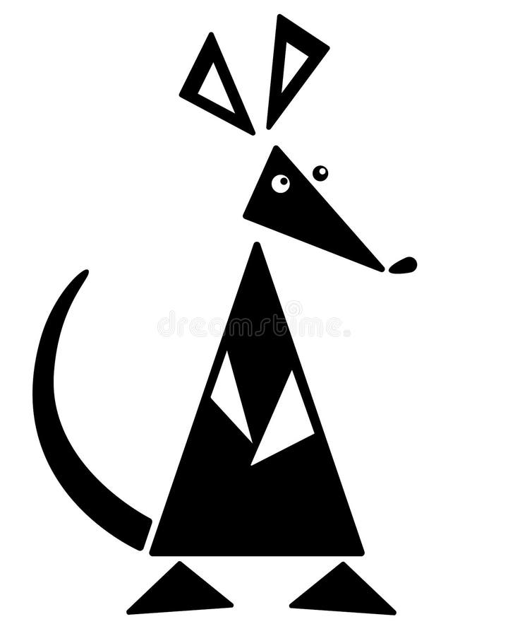 Mice from Triangles, Funny Animal from Geometric Shapes - Vector Linear ...