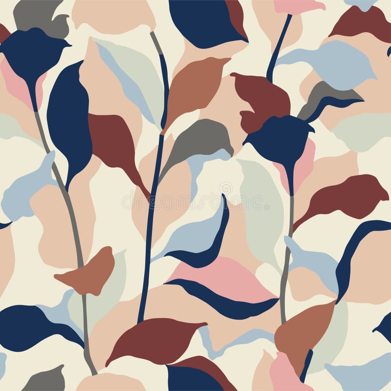 Vector Abstract Shape Leaf Illustration Seamless Repeat Pattern Stock ...