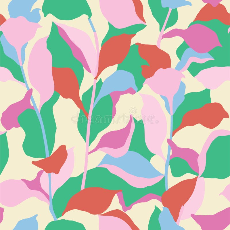 Vector Abstract Shape Leaf Illustration Seamless Repeat Pattern Stock ...