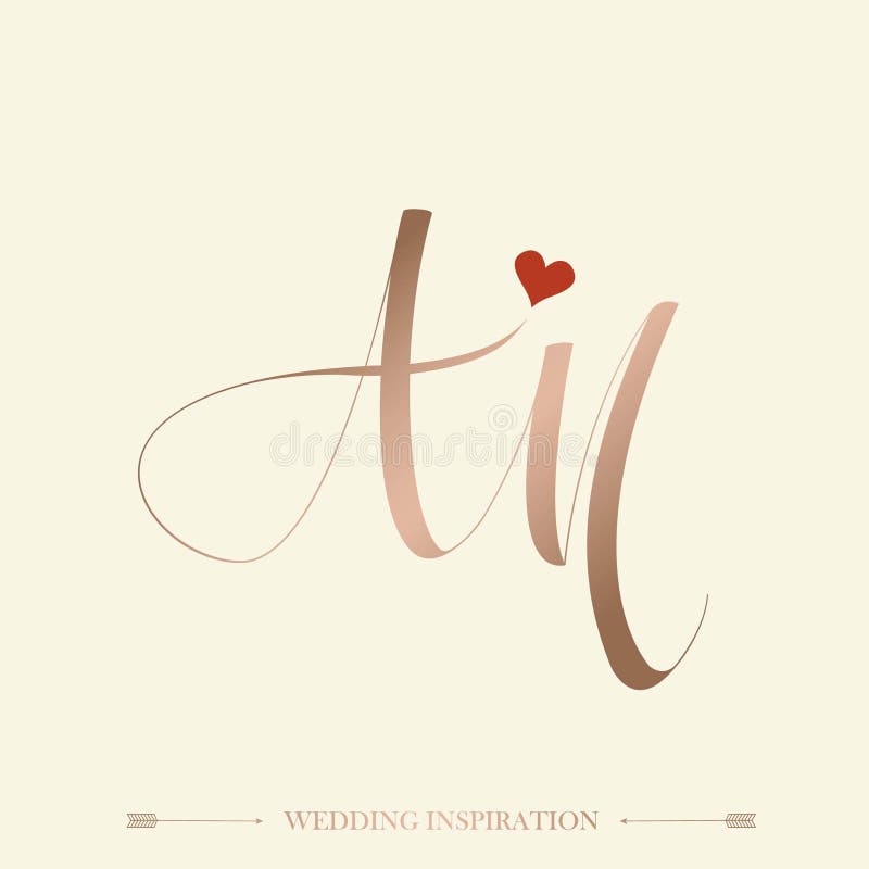 Am Monogram. Calligraphy Letter a, Letter M Signature Logo. Heart Love ...