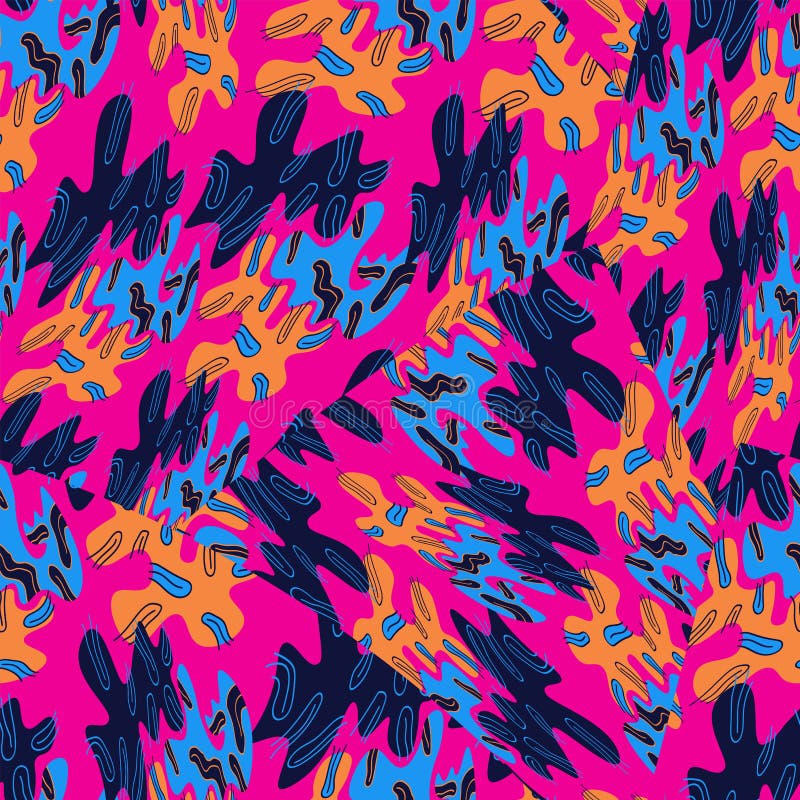 Seamless Colorful Abstract Decorative Pattern with Wave Chaotic ...