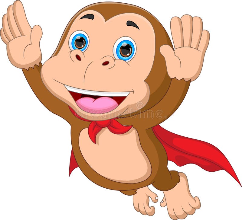 Cartoon Cute Monkey Wearing Superhero Costume Stock Vector ...
