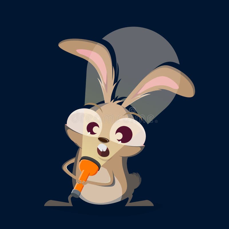Funny Cartoon Rabbit Holding Flashlight in His Face an Telling a Creepy ...