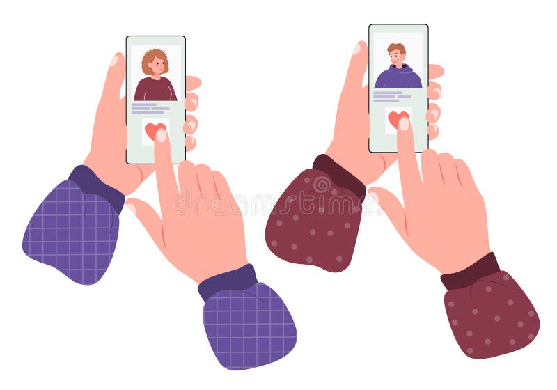 Dating App Using Vector Illustrations Set. Meeting Website ...