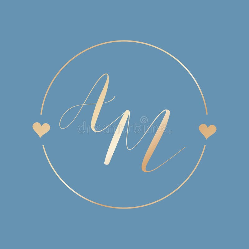 Am Monogram. Calligraphy Letter a, Letter M Signature Logo. Golden ...