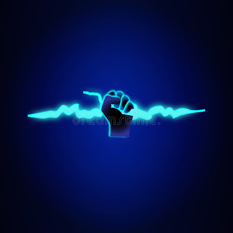 Vector Realistic Lightning Bolt Held by a Fist. Natural Light Effect ...