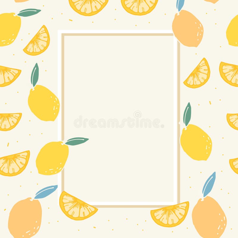 Lemon Frame, Border. Fresh Lemon Fruit Illustration with Rectangular ...