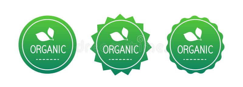 Organic Label. Round Medals with a Gold Frame and the Inscription "100 ...