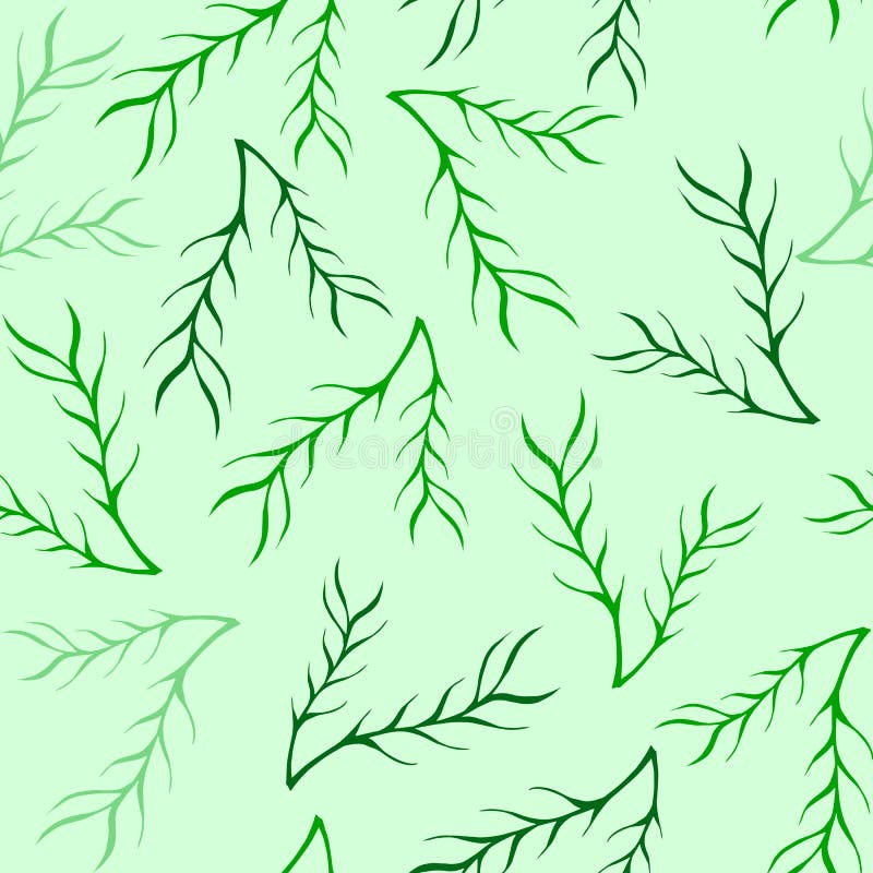 Vector Green Floral Rustic Seamless Pattern with Plant Leaves and ...