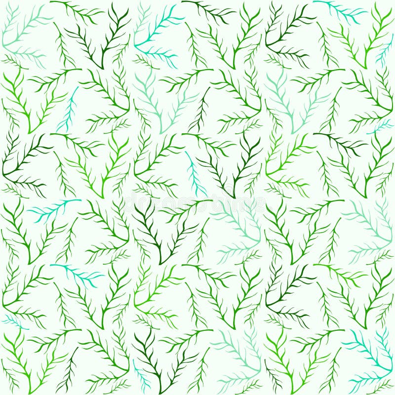 Vector Green Floral Rustic Seamless Pattern with Plant Leaves and ...