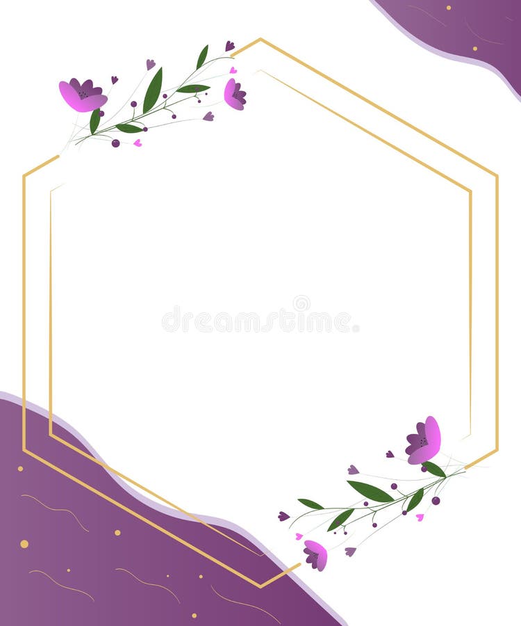 Flower Frame in Violet Color Stock Vector - Illustration of purple ...