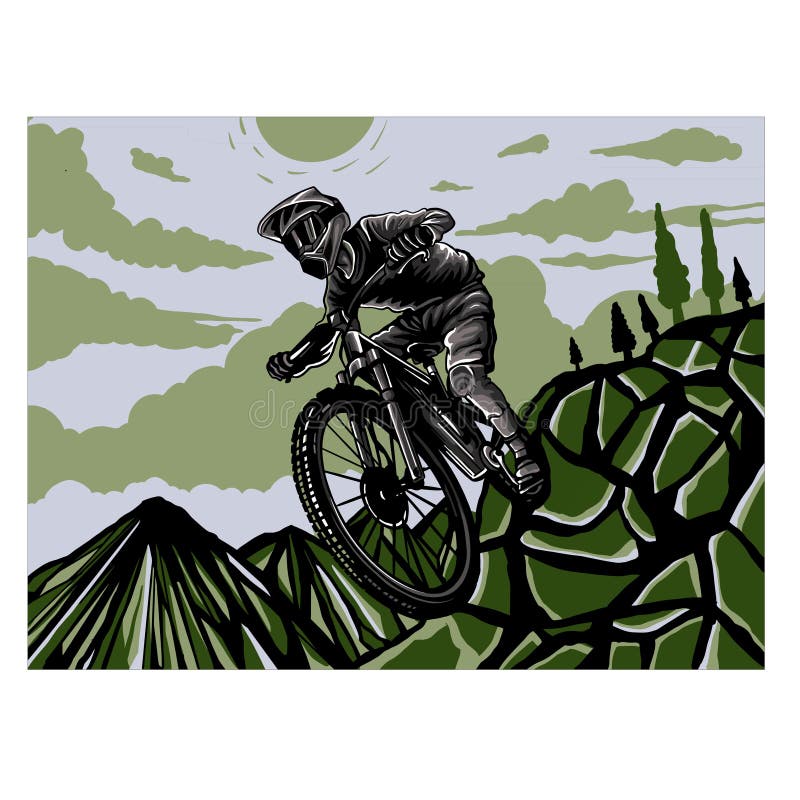 Extreme Mountain Bike Adventure Logo Badge Illustration Stock Vector ...