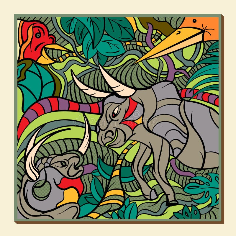 Abstract Colorful Forest Animal, Vector Painting Illustration ...