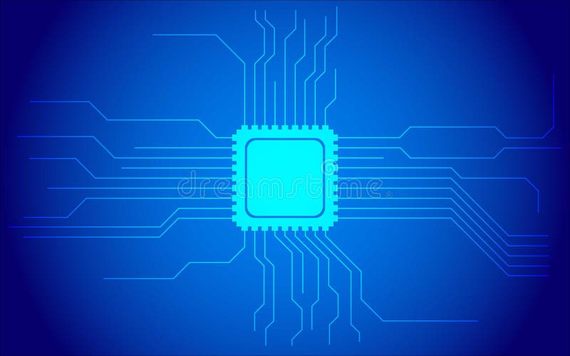 Blue Gradient Central Processing Unit with Circuit Diagram Technology ...