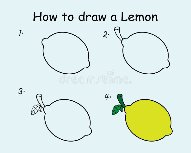 Step by Step To Draw a Lemon. Drawing Tutorial a Lemon. Drawing Lesson ...