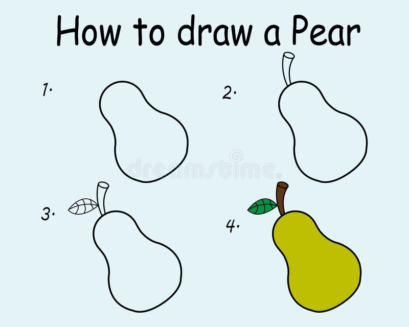 Step by Step To Draw a Pear. Drawing Tutorial a Pear. Drawing Lesson ...