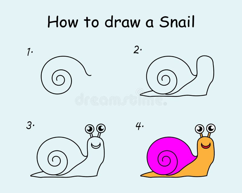 Step by Step To Draw a Snail. Drawing Tutorial a Snail. Drawing Lesson ...