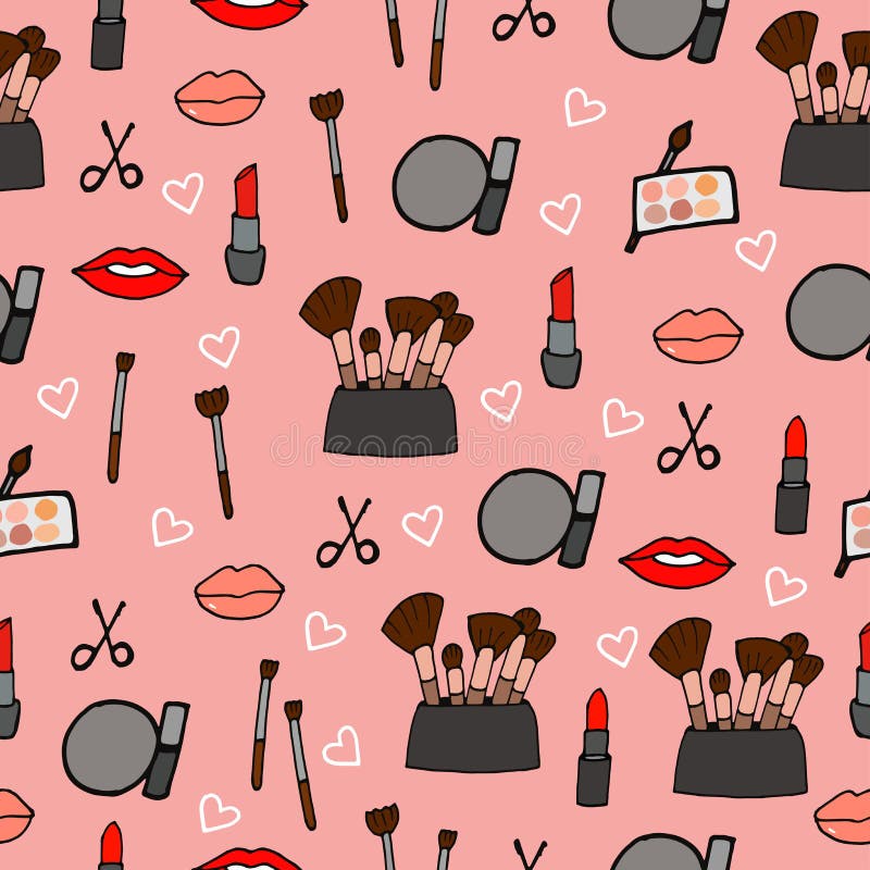 Makeup Brush Pattern Wallpaper Stock Illustrations – 2,071 Makeup Brush ...
