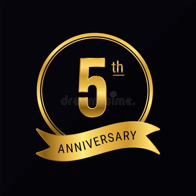 5th Anniversary Logo Golden Color Stock Vector - Illustration of design ...