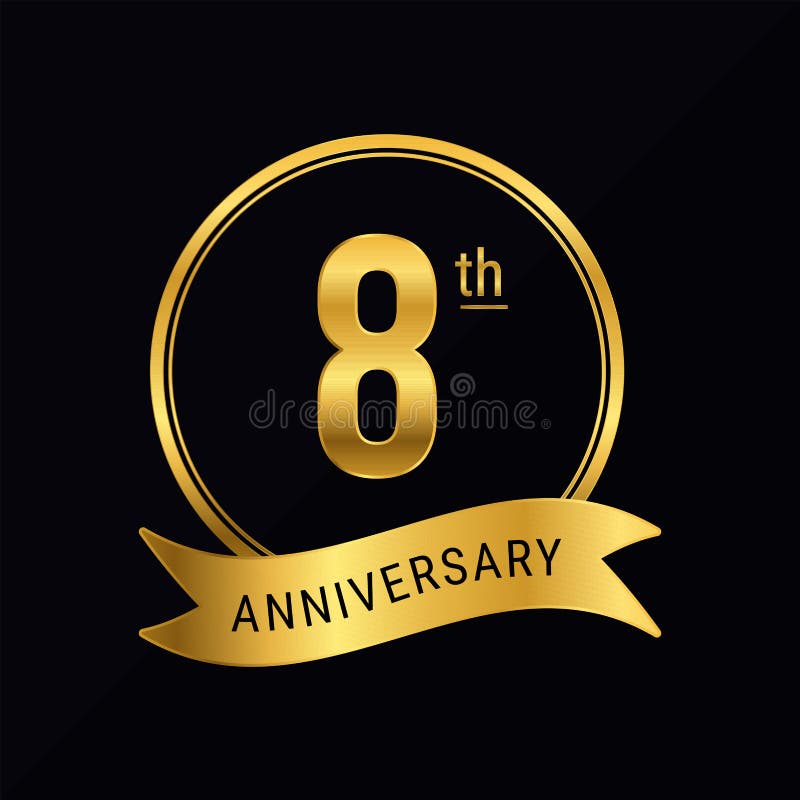 8th Anniversary Logo Golden Color Stock Vector - Illustration of number ...