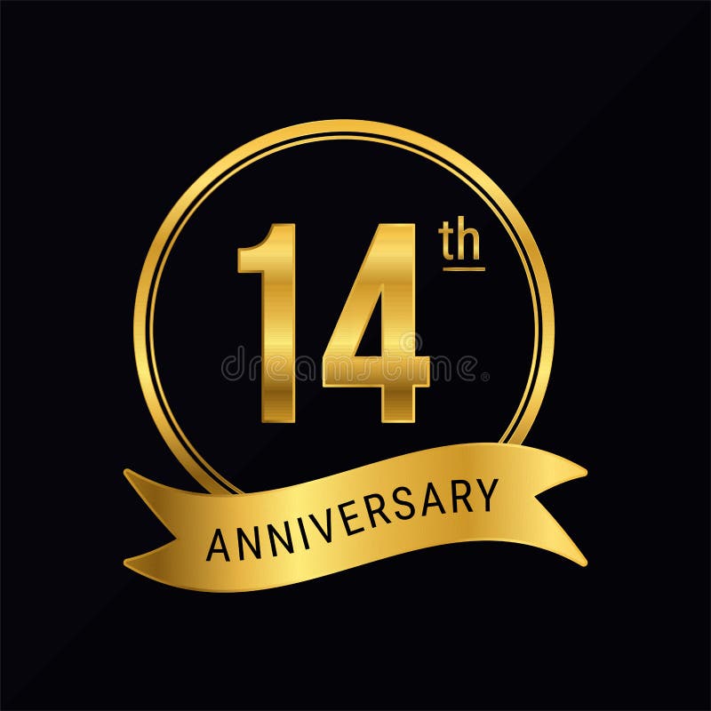 14th Anniversary Logo Golden Color Stock Vector - Illustration of ...