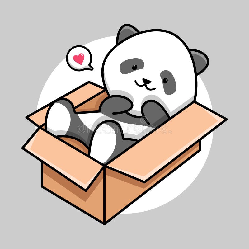 Cute panda in box cartoon stock vector. Illustration of icon - 251837516