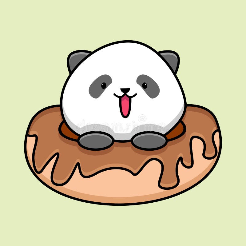 Cute Panda with Doughnut Cartoon Stock Vector - Illustration of tasty ...