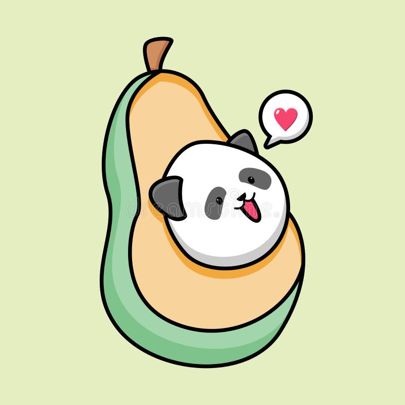 Cute panda avocado cartoon stock vector. Illustration of isolated ...