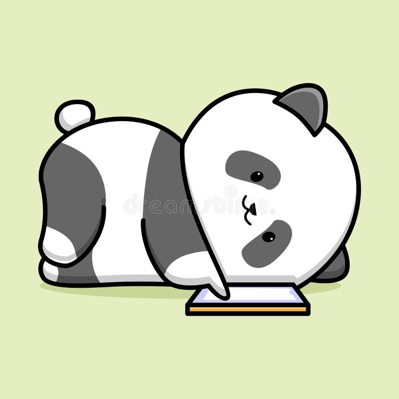 Cute Panda with Phone Cartoon Stock Vector - Illustration of card ...