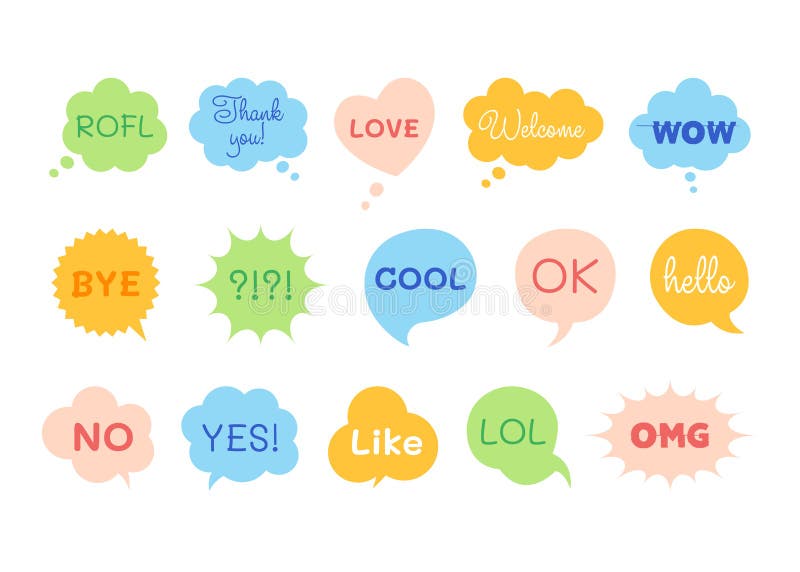 Chat Bubble Talk Phrases. Communication Tags Stock Vector ...