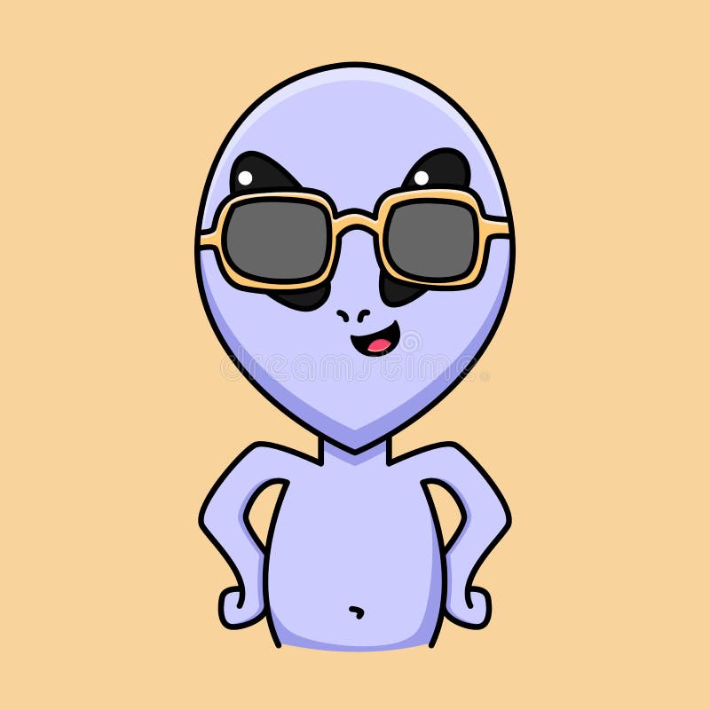 Cute Alien with Eyeglasses Cartoon Stock Vector - Illustration of ...