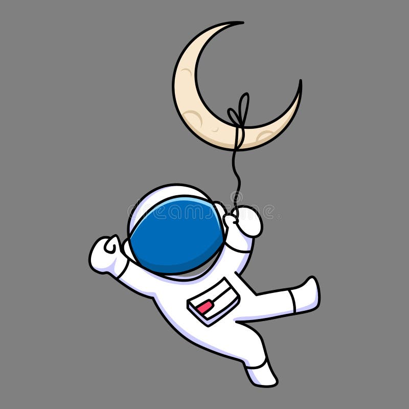Cute Astronaut Hanging on the Moon Cartoon Stock Vector - Illustration ...