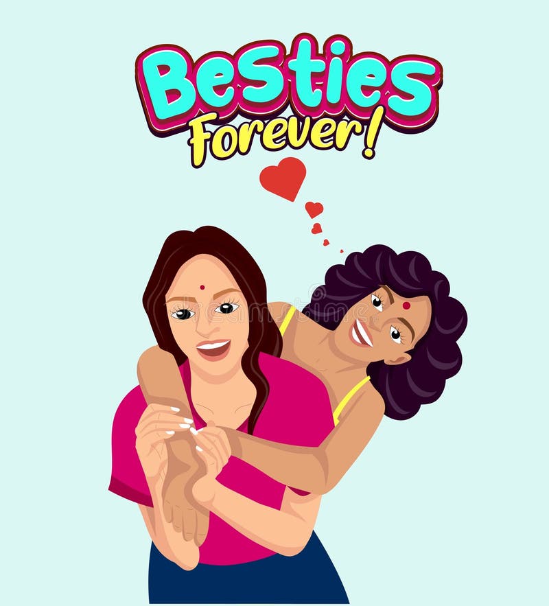 Happy Friendship Day Greeting Card. Friends Hugging, Smiling Stock ...